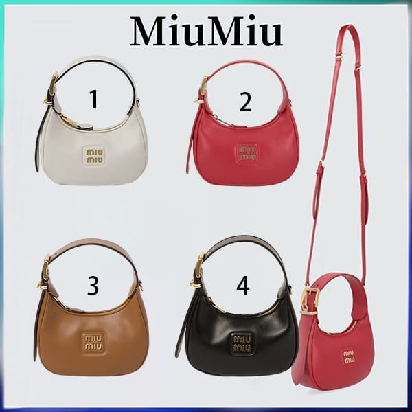 ミュウミュウ コピー レザー ホーボーバッグ 4色 miu2231 ミュウミュウ コピー レザー ホーボーバッグ 4色 miu2231